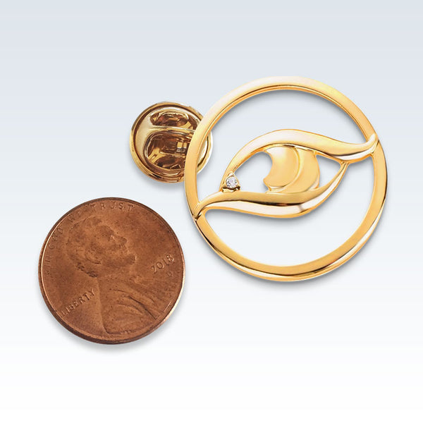 Gold Optometrists Eye Anatomy Lapel Pin | ClinicalPosters