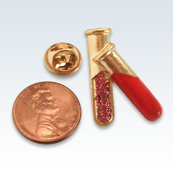 Test Tube Flasks Red Gold Lapel Pin | ClinicalPosters