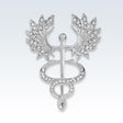 Big Wing Caduceus Silver and Crystal Lapel Pin | ClinicalPosters