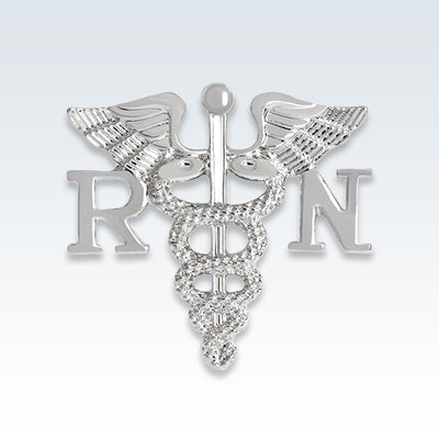 RN Caduceus Silver Lapel Pin | ClinicalPosters