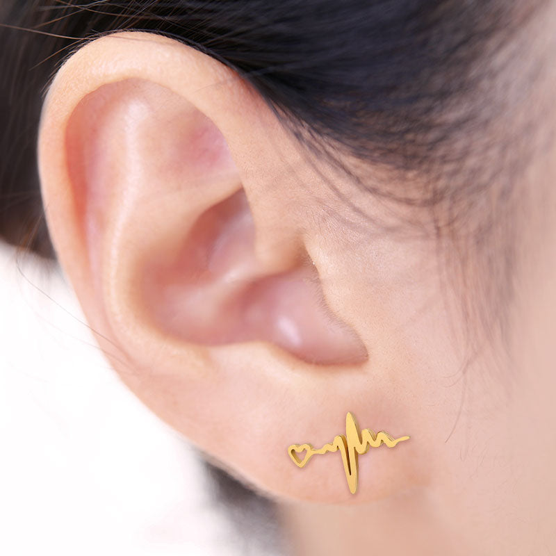 Cardiologists Heart EKG Earring Studs | ClinicalPosters