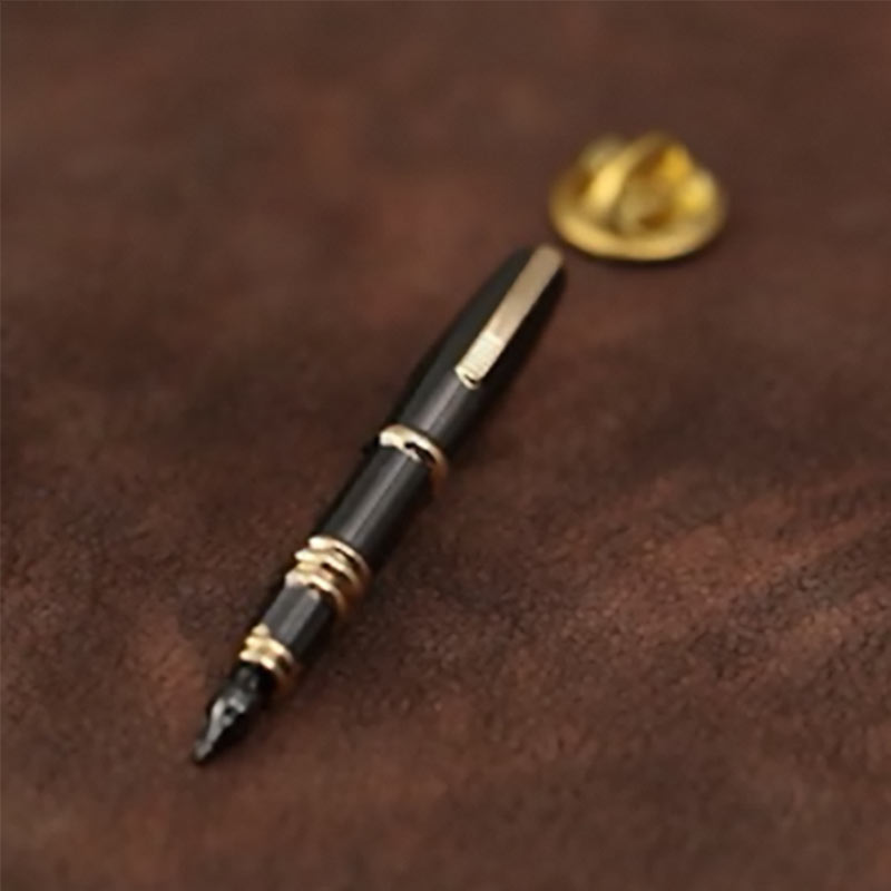 Black and Gold Writing Pen Lapel Pin | ClinicalPosters