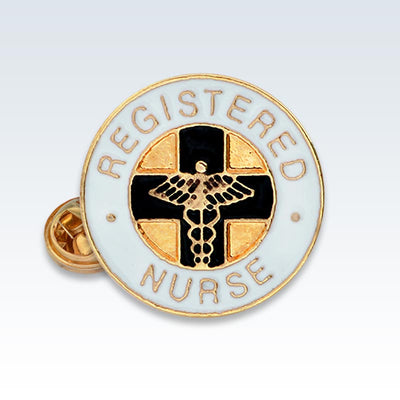 RN White Enamel Lapel Pin | ClinicalPosters