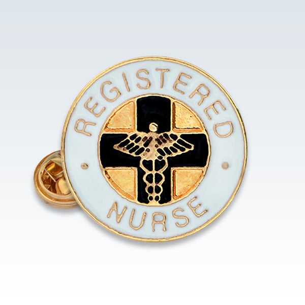 RN White Enamel Lapel Pin | ClinicalPosters