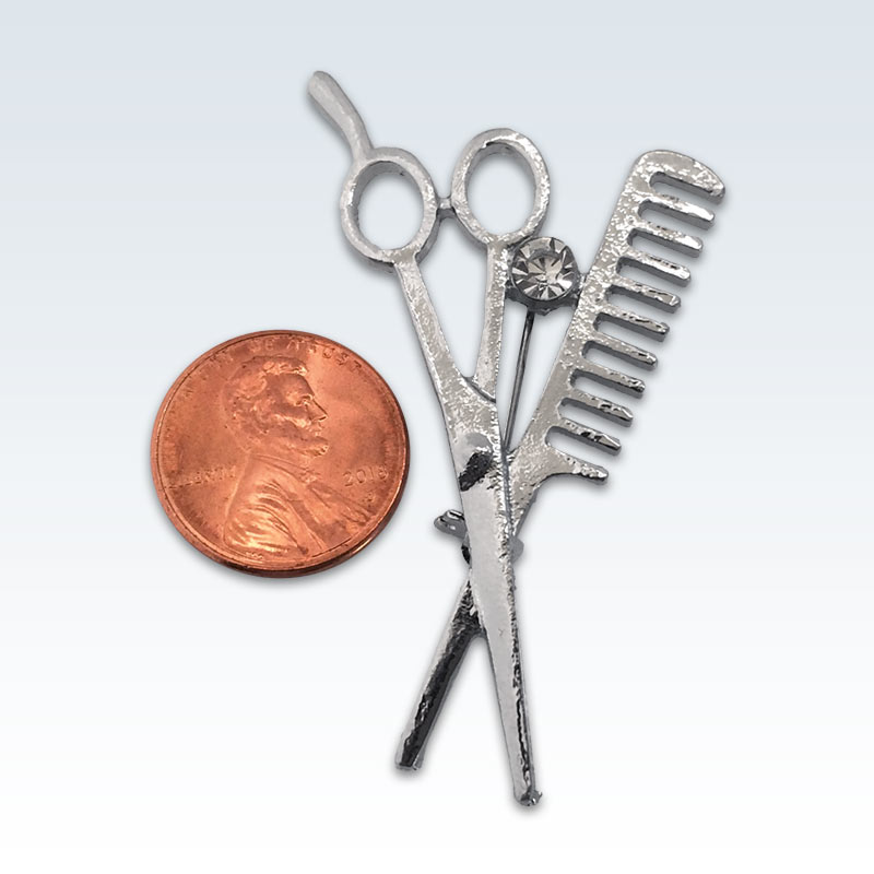 Cosmetologist Scissors With Comb Silver Lapel Pin | ClinicalPosters