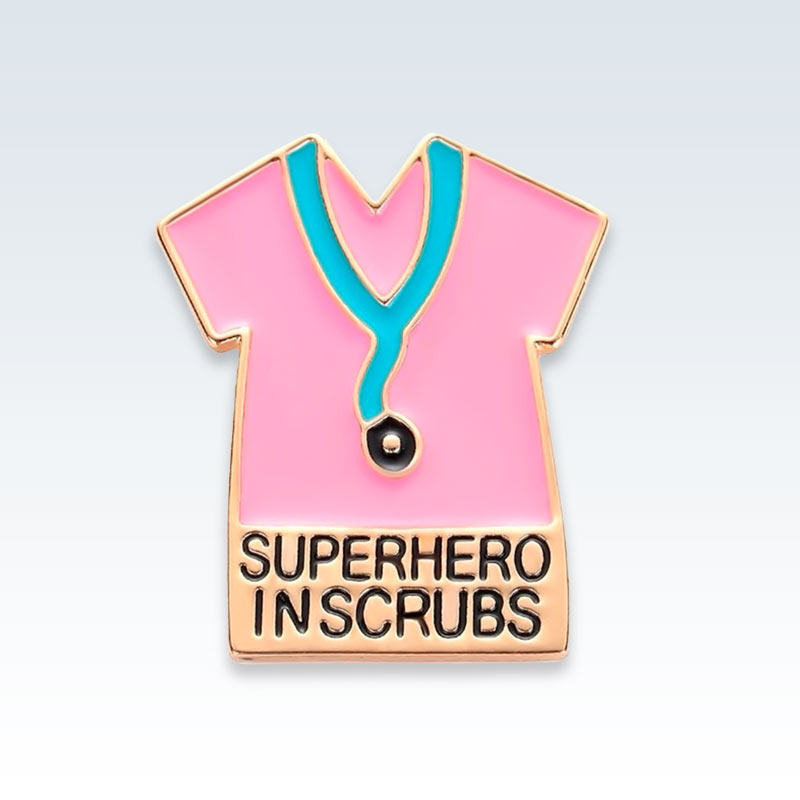 Superhero in Scrubs Enameled Gold Lapel Pin | ClinicalPosters
